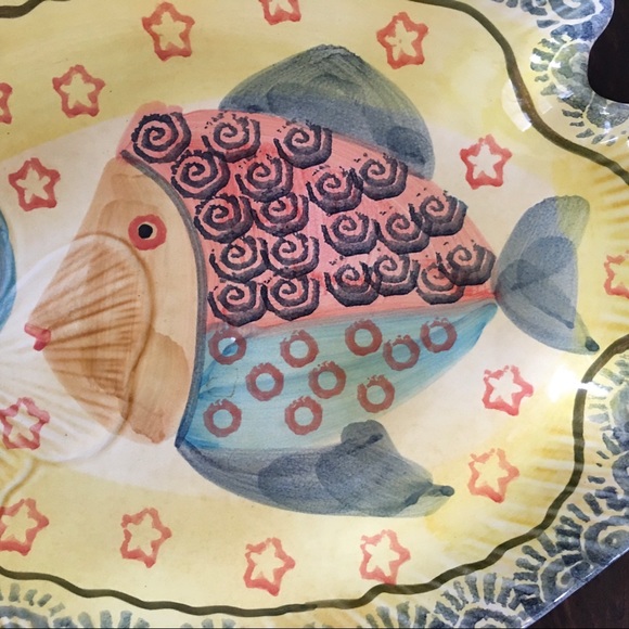 Dining | Italy Hand Painted 15 Platter Frowning Fish Shaped Serving ...